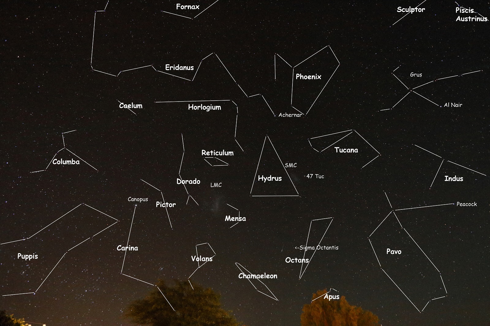 La carte des constellations du ciel austral (©PhilippeFilliatre AFA ...